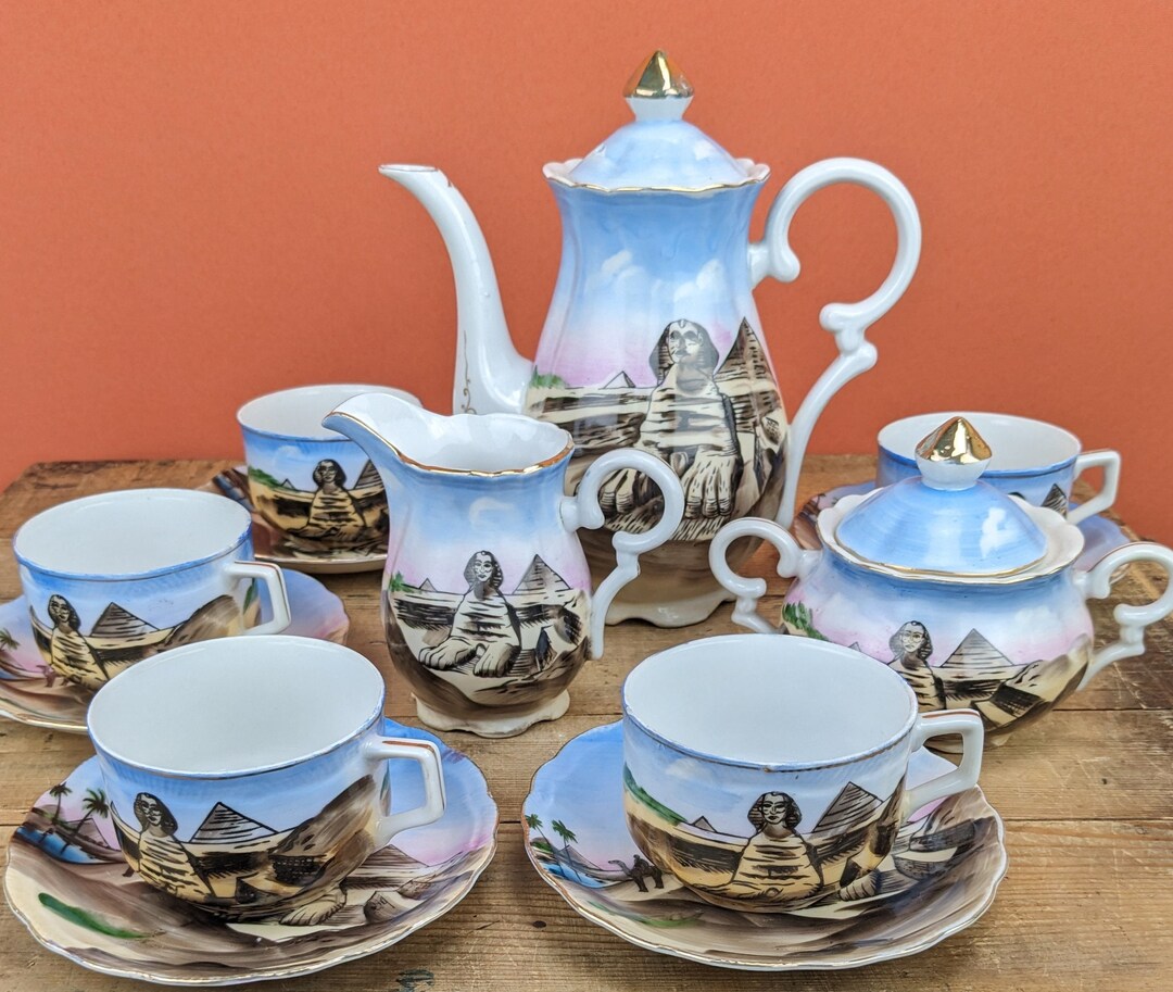 Vintage Egyptian Themed Tea Set, Pyramids, Sphinx, Sensational - Etsy