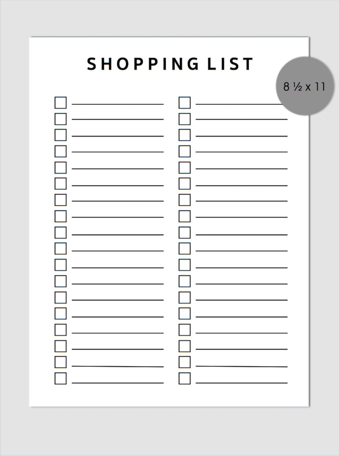 Shopping list printable shopping list digital download | Etsy