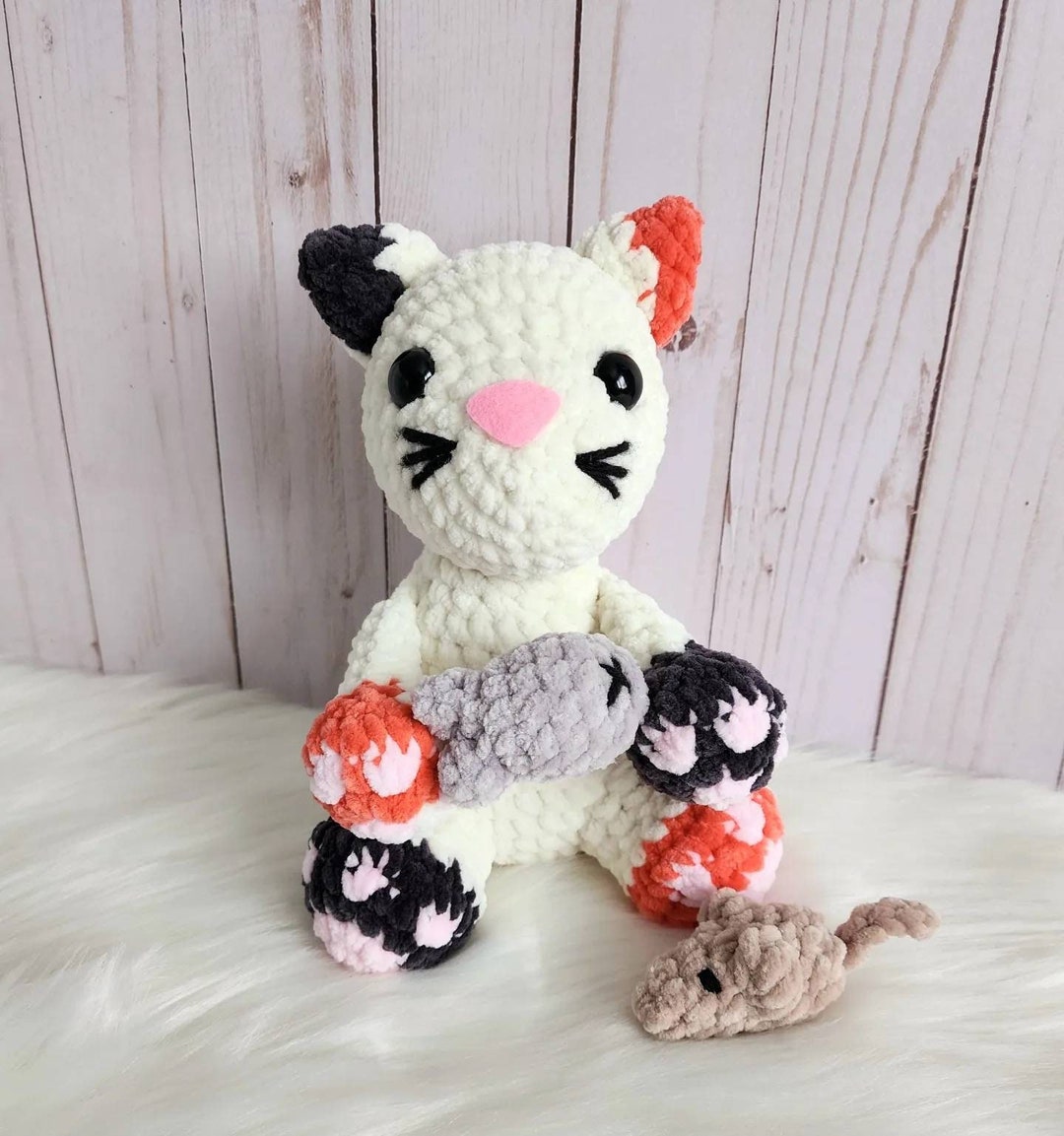 Crocheted Kitten Finished Crochet Kitten Calico Cat Plushie Kitty Cat ...