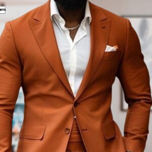 Classic Suits Men, Rust Colour Elegant Suits, Men 2 Piece Luxury Suits ...