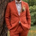 Men Suits Single Breast Wedding Suits for Men Classic Rust Vintage Slim Fit 2 Piece Suits Formal ...