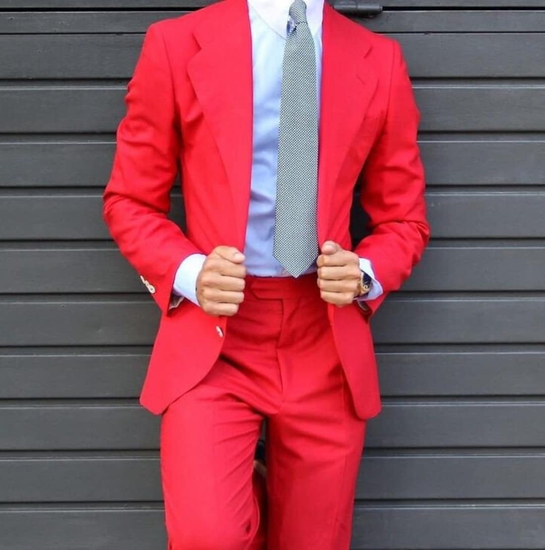Men Formal Suit Men Red Slim Fit Wedding Party Wear Suit Arrival Red ...