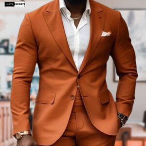 Classic Suits Men, Rust Colour Elegant Suits, Men 2 Piece Luxury Suits ...