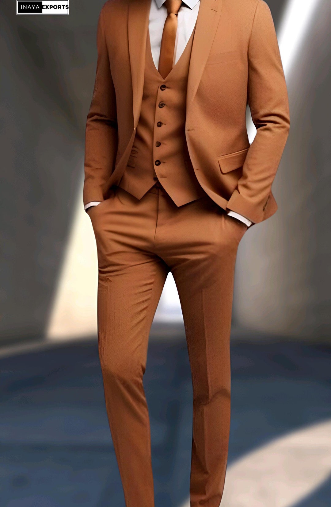 Men's Suits Rust Classic Wedding Suits Skin Fit Men Vintage Suits ...
