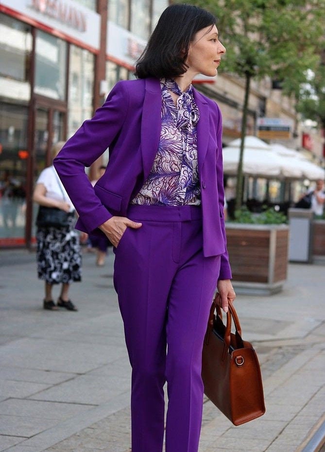 Purple Unique Suits Women Purple Suits Formal Office Work Wear - Etsy