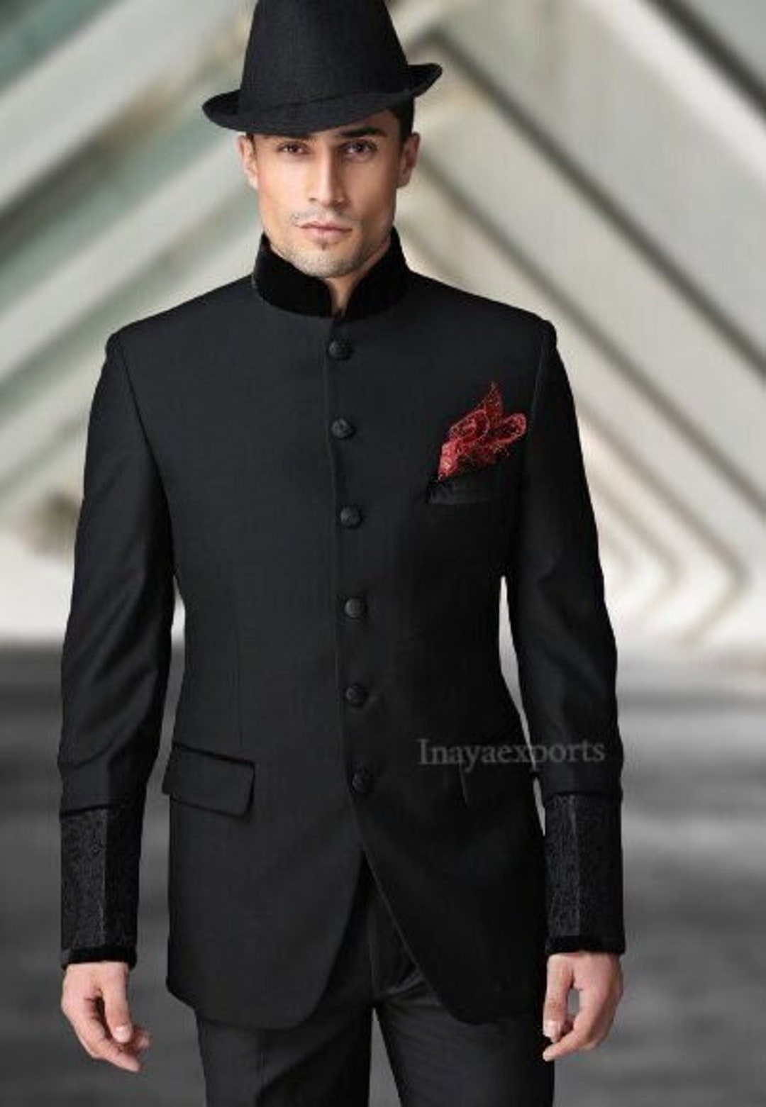 Men Black Suits Jodhpuri Classic Suits Slim Fit 2 Piece Black Suits ...