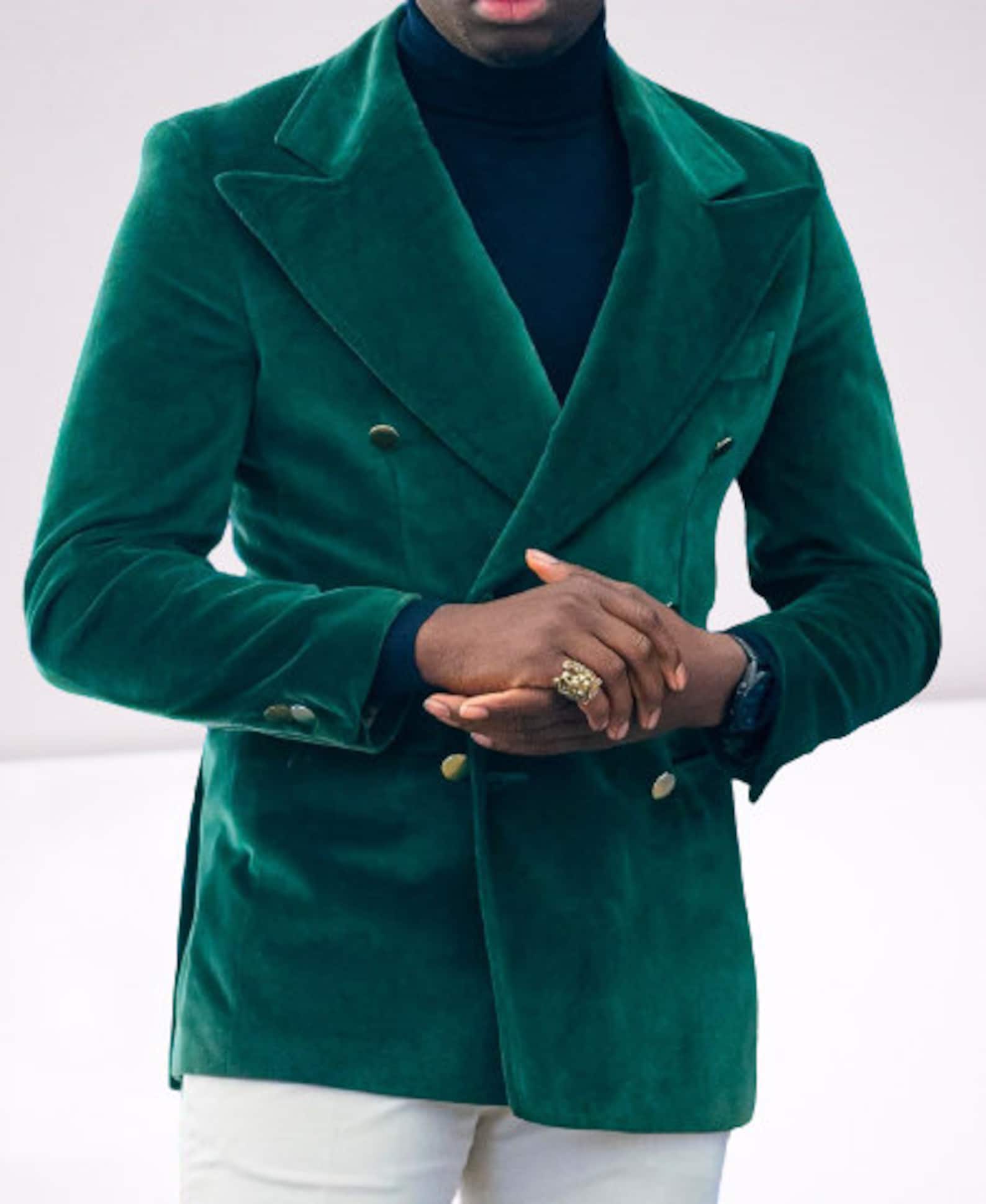 Men Jackets Green Velvet Double Breast Blazer Wedding Groom | Etsy