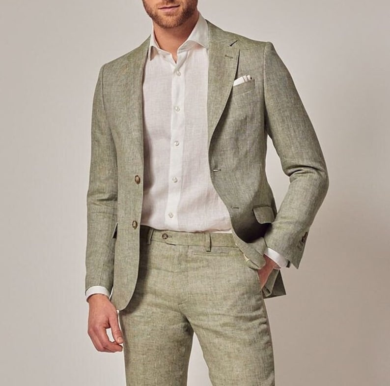 Men Linen Suits Formal Fashion Men Linen Suits Wedding Dinner Linen 2 ...