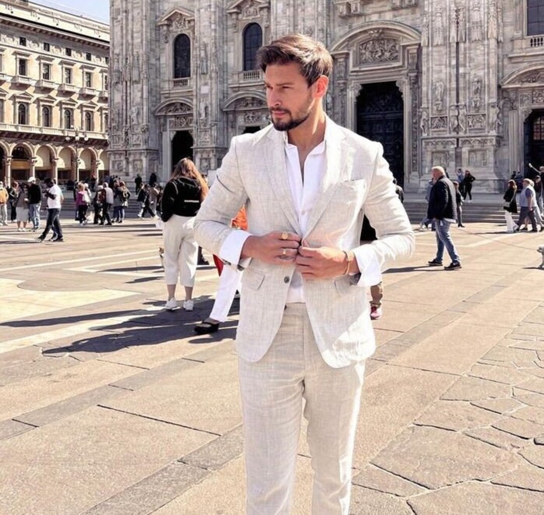 Arrival Suits Linen, Linen Vintage 2 Piece Suits, Slim Fit Wedding Prom ...