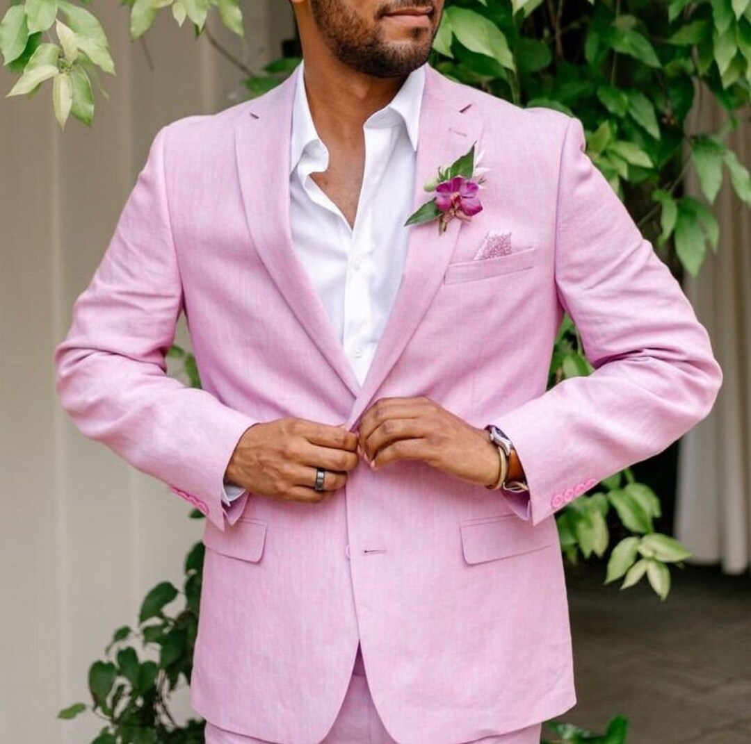 Latest Design Hot Pink Men Suits For Wedding Notch Lapel Handsome Groom