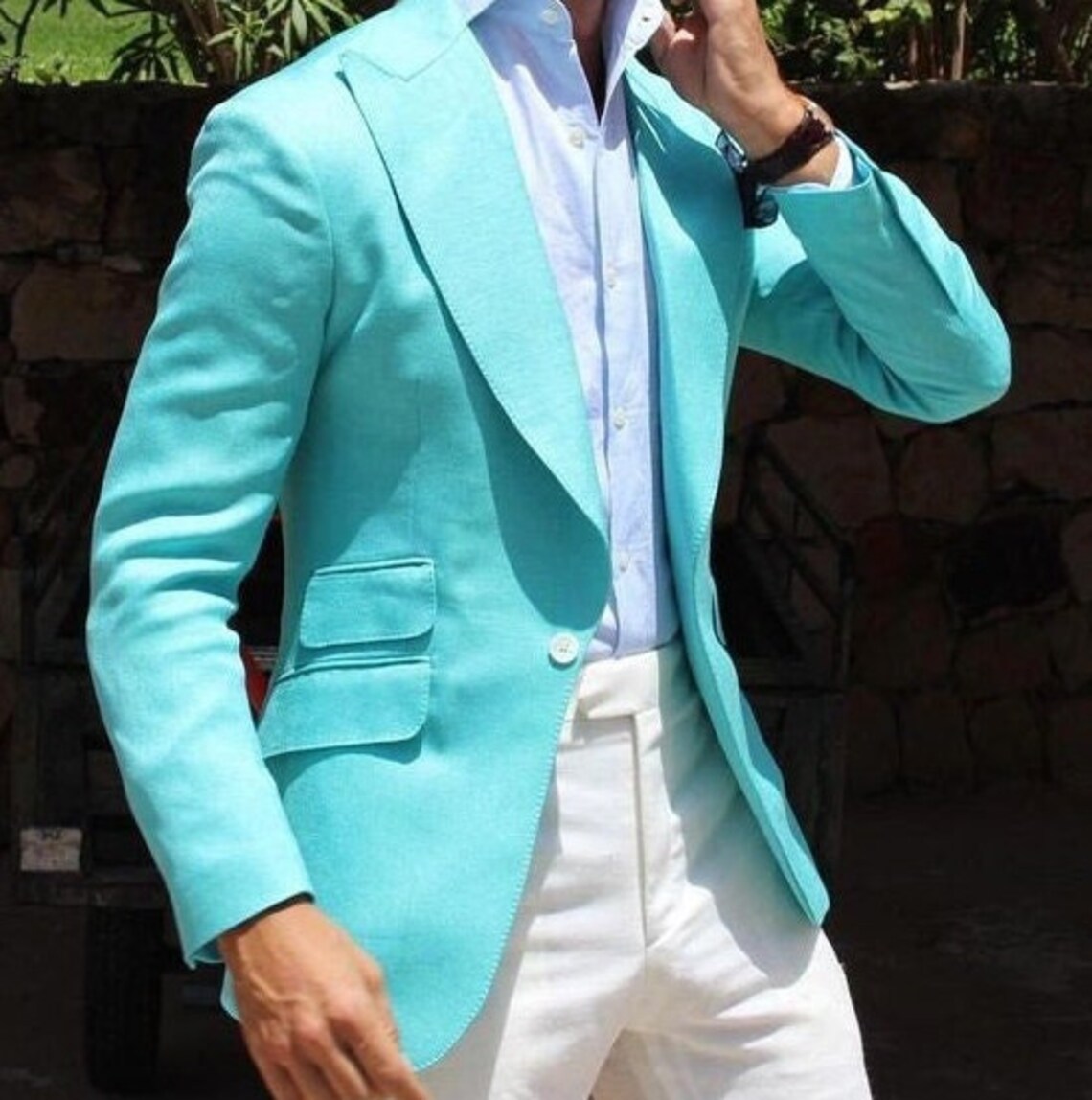 Mens Jacket Peak Lapel Grooms Blazer One Button Wedding Party - Etsy