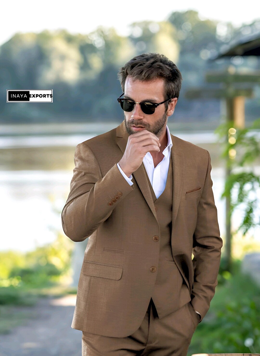 Light Brown Luxury Wedding Suits - Men's Stylish Prom Vintage Suits ...