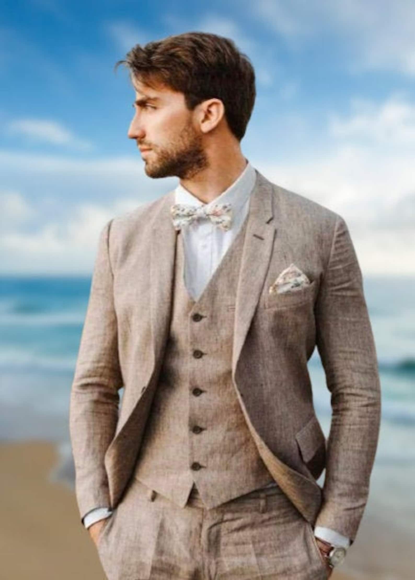 Costumes pour hommes costumes de lin de mariage mode | Etsy