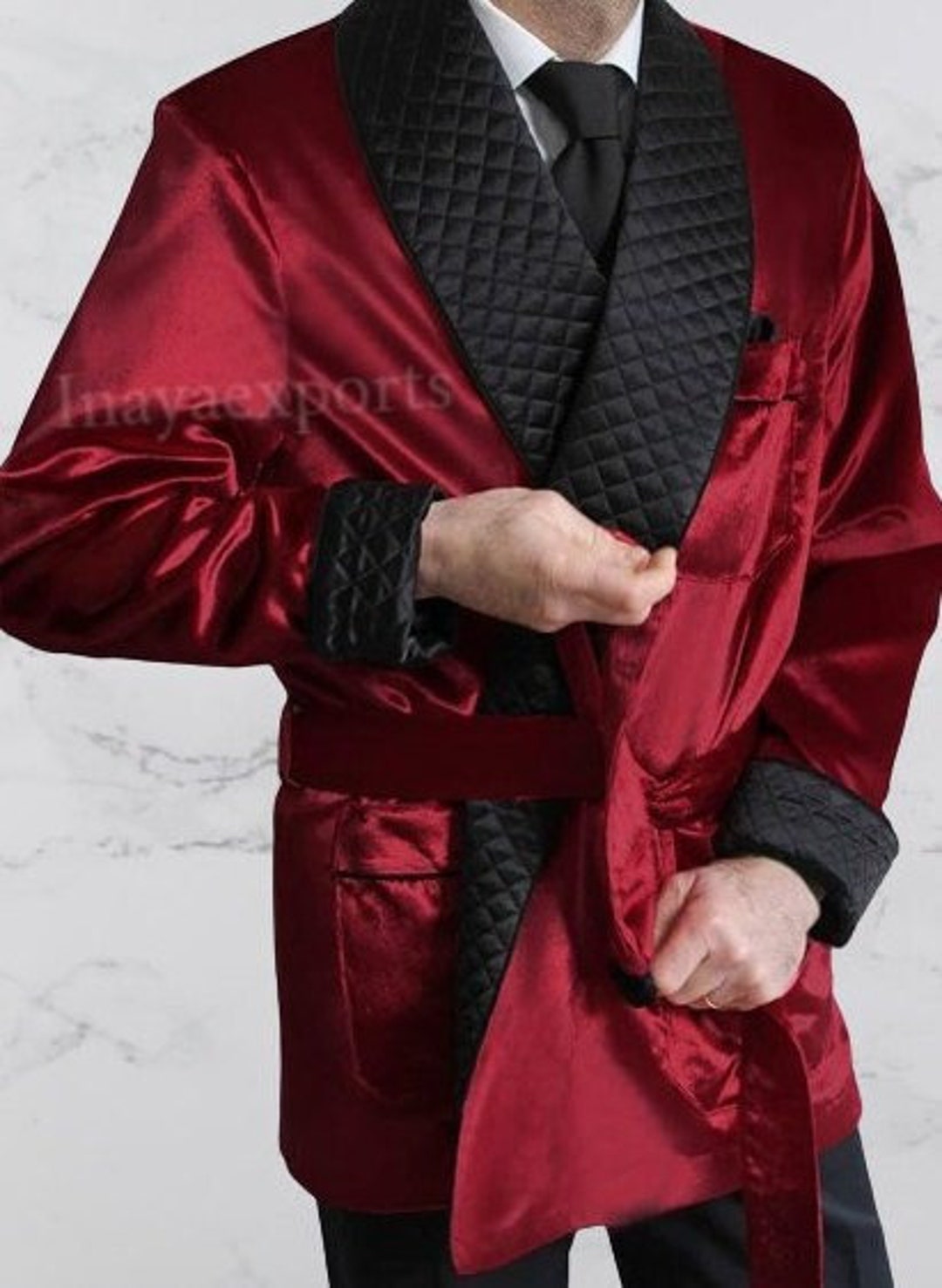 Smoking Luxury Jacket Maroon Velvet Smoking Coat for Men Vintage ...