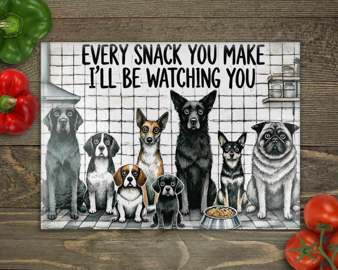 Staring Dogs Snack Funny Glass Cutting Board - Etsy