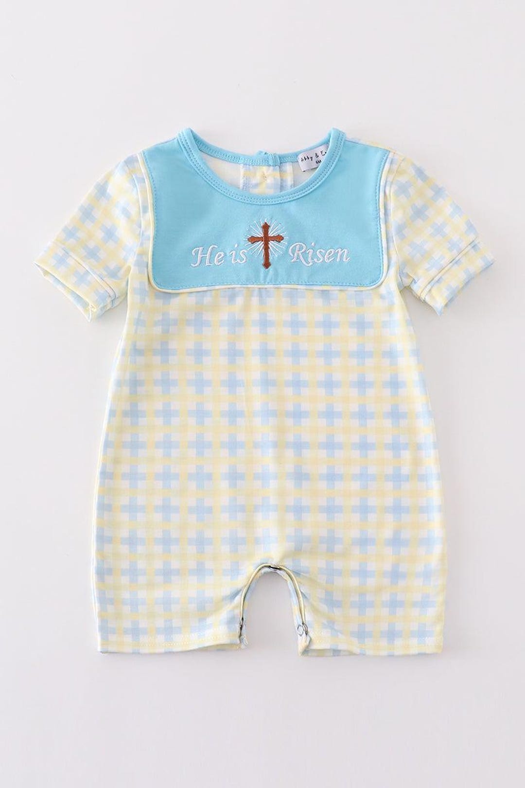 Abby & Evie Boy's Boutique Blue and Yellow Easter He is Risen Applique ...