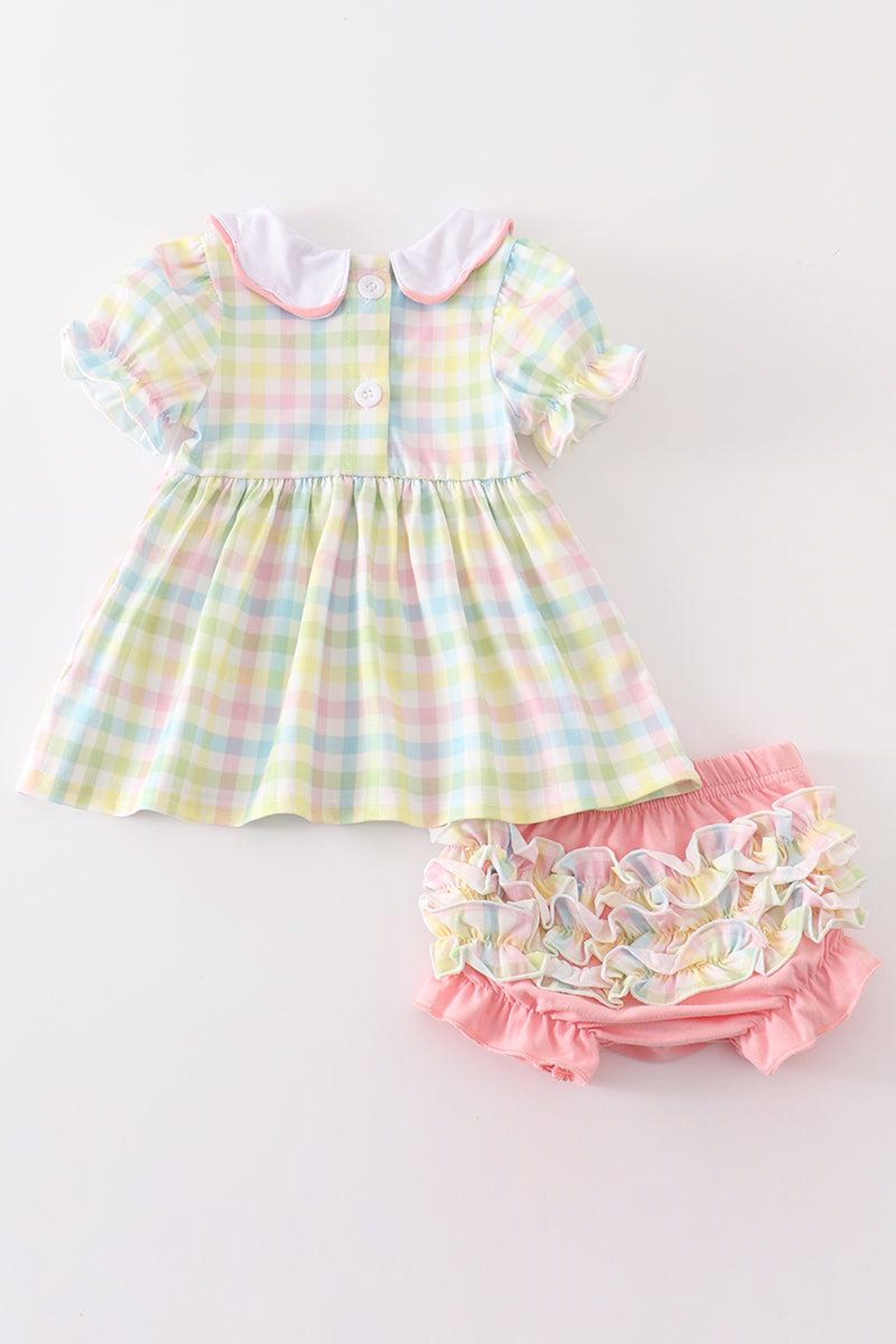Abby & Evie Girl's Pastel Princess Castle Embroidered Embroidery Ruffle ...
