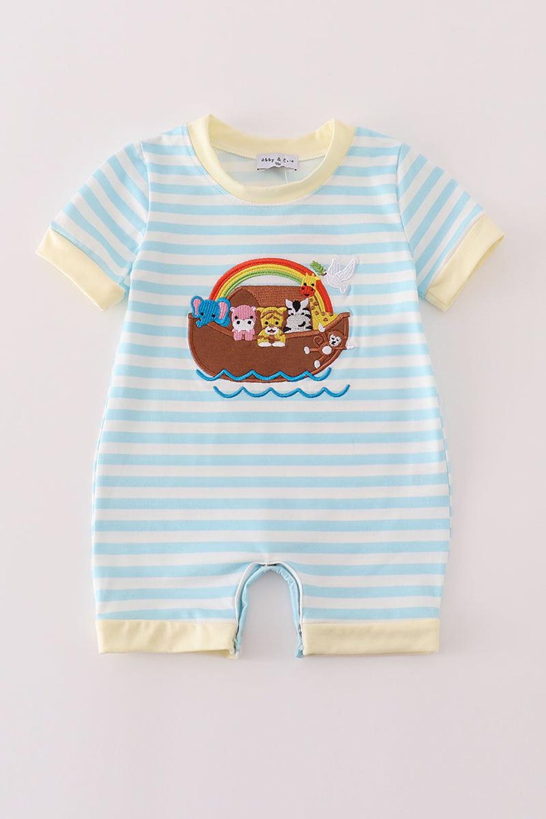 Abby & Evie Boy's Boutique Blue Noah's Ark Applique Embroidered ...