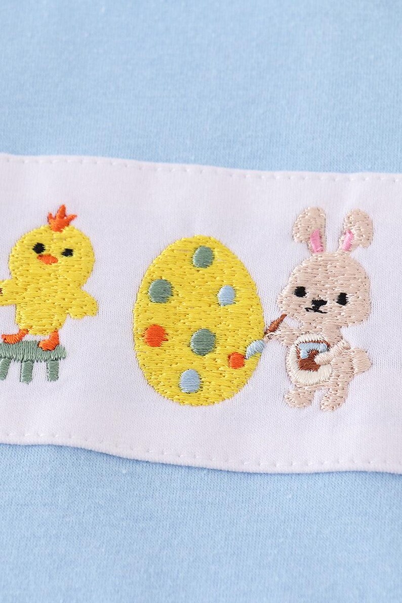 Abby & Evie Boy's Boutique Yellow Bunny Egg Embroidery Checkered ...