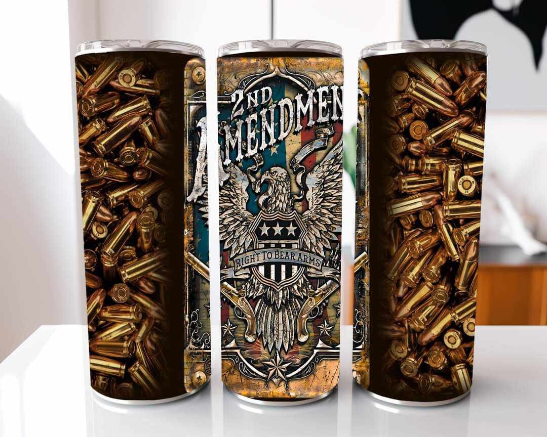 2nd Amendment Bullets Eagle Right to Bear Arms Stainless Steel Tumbler ...
