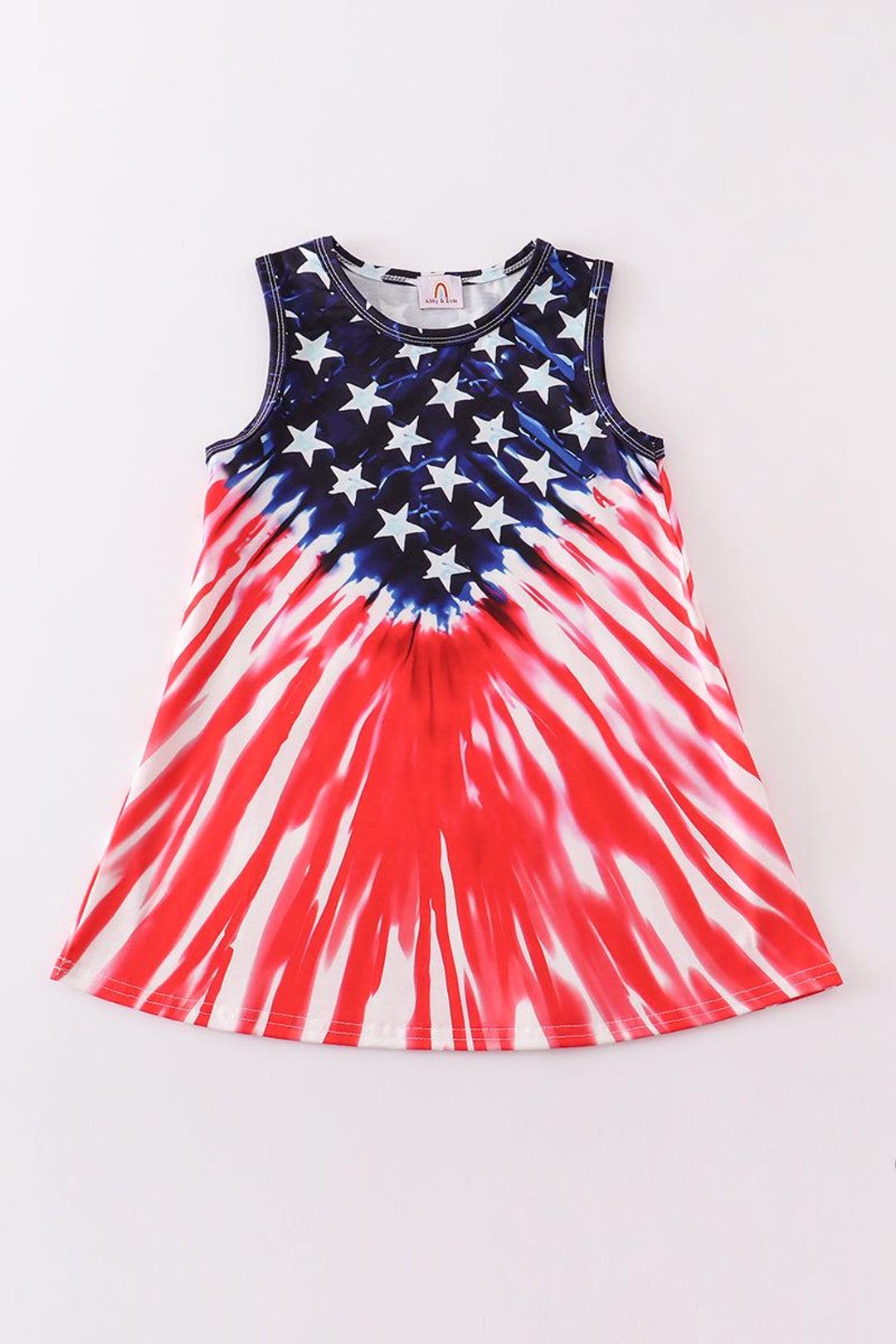 Abby & Evie Girl's Boutique Patriotic Flag and Stars Summer Dress 4th ...