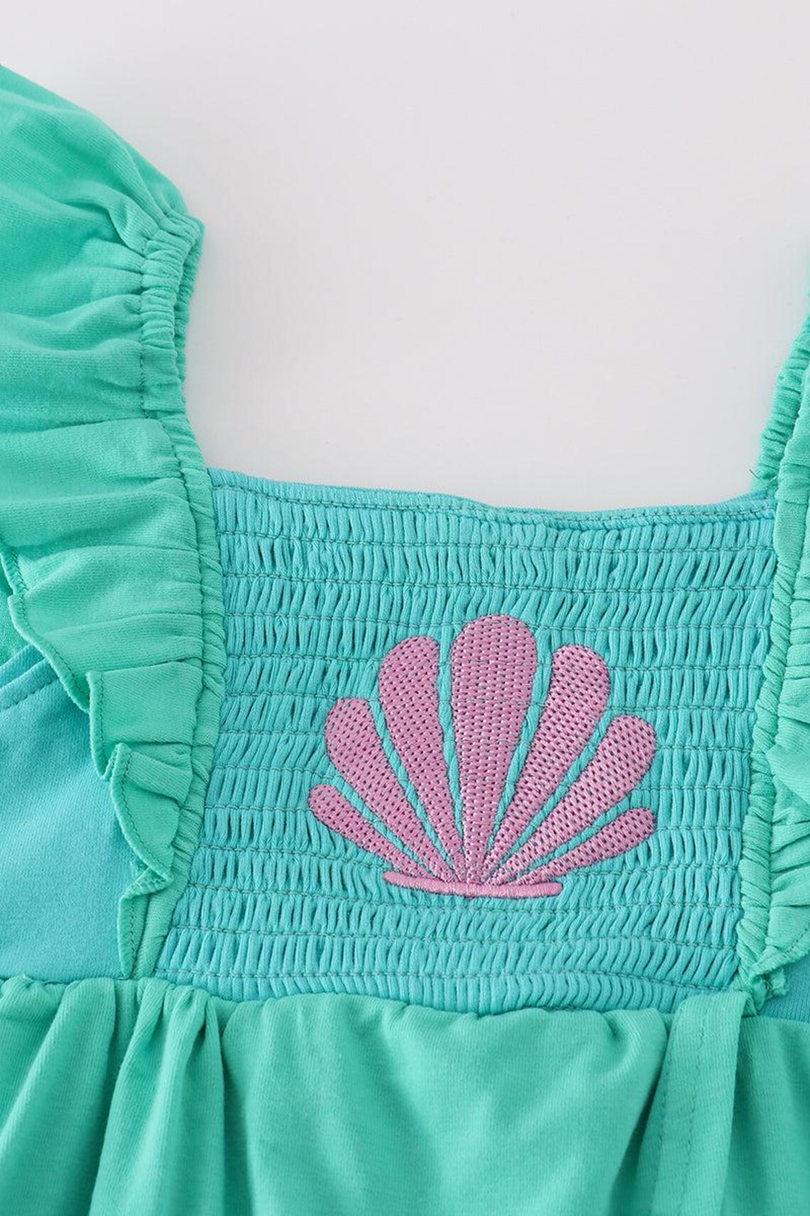 Abby & Evie Girl's Boutique Green Aqua Mermaid Princess Smocked Dress ...