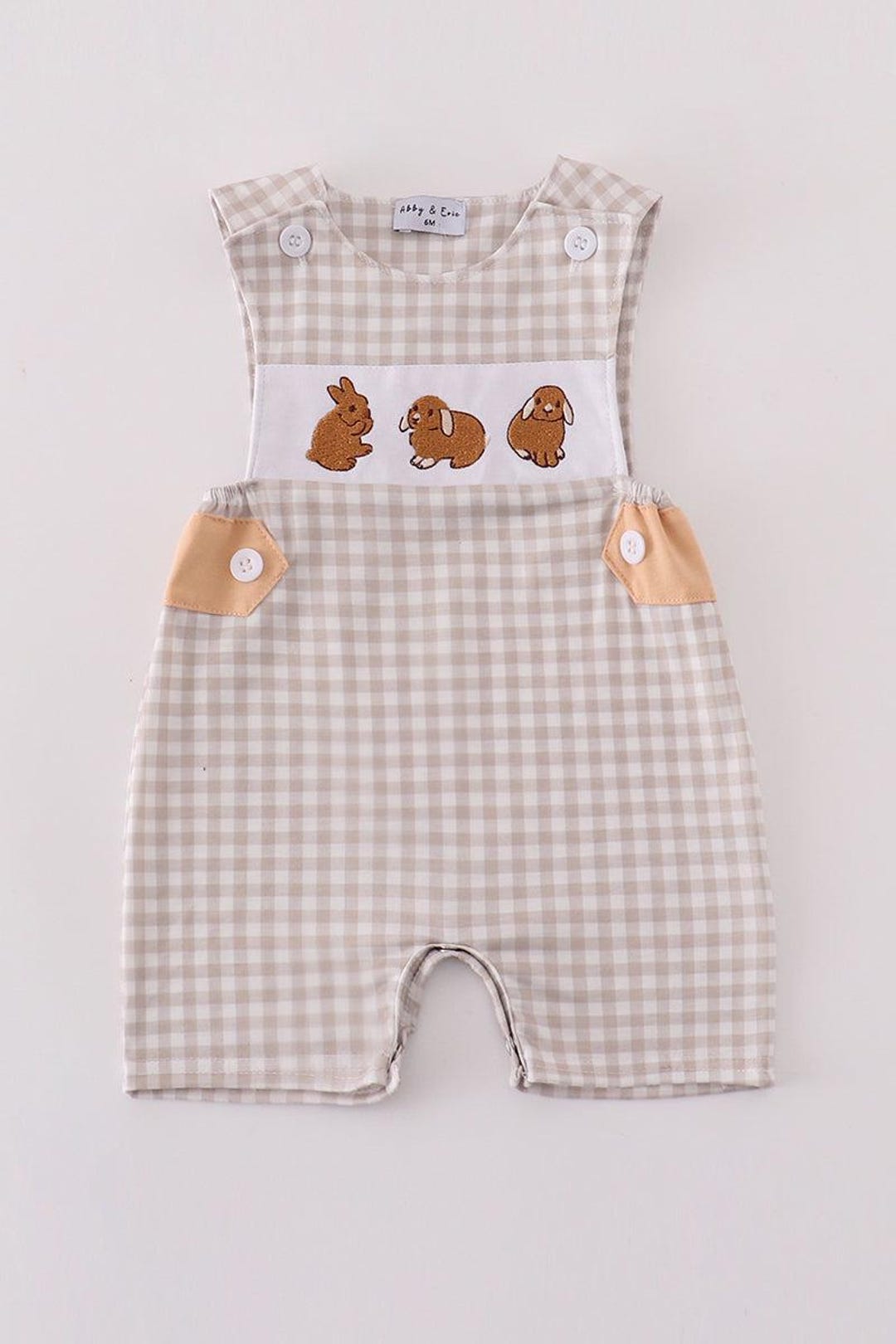 Abby & Evie Boy's Boutique Easter Tan Bunny Bunnies Applique ...