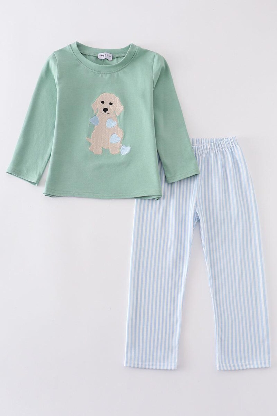 Abby & Evie Boy's Boutique Valentine's Day Green Puppy Heart Embroidery ...