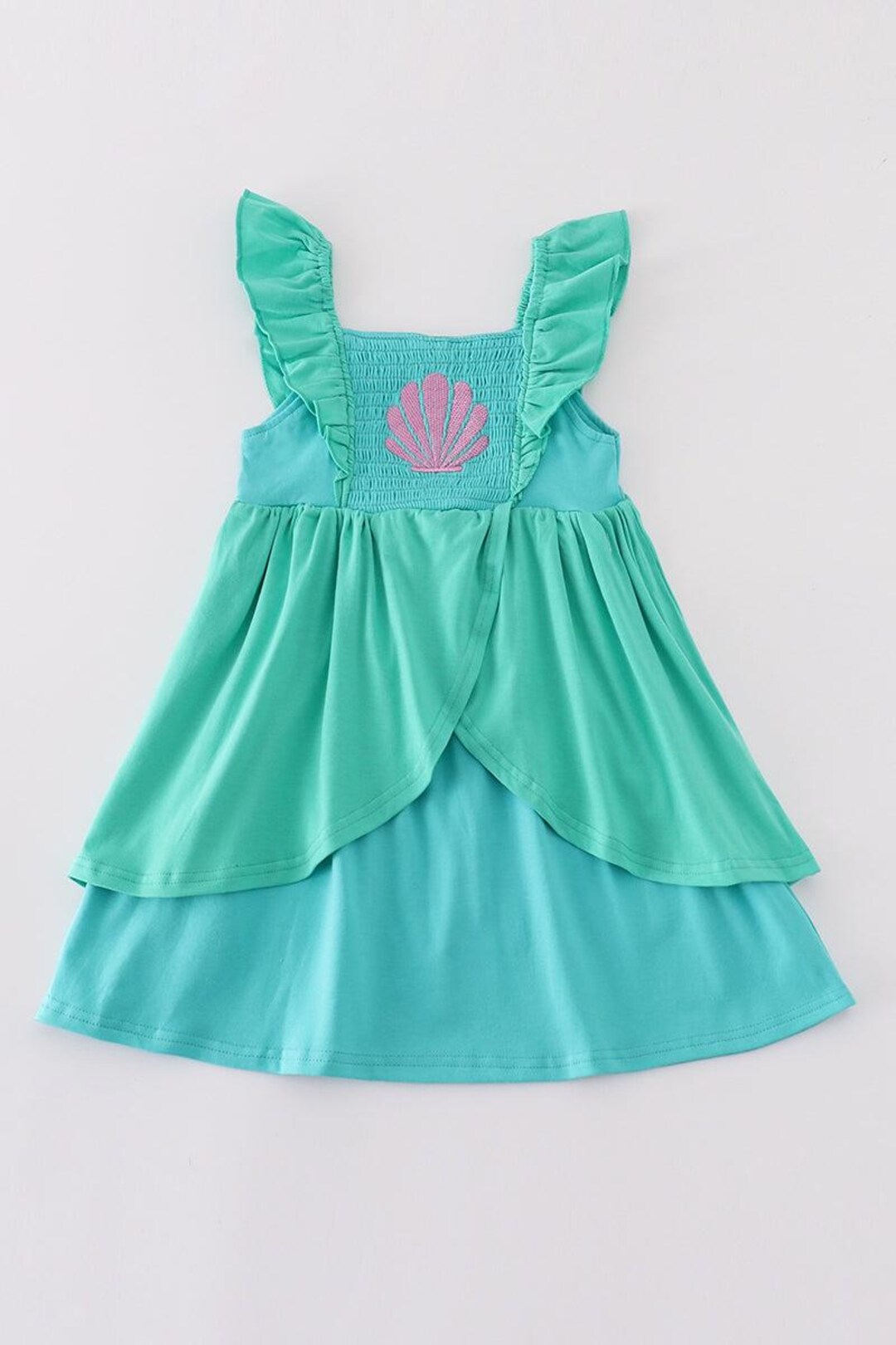 Abby & Evie Girl's Boutique Green Aqua Mermaid Princess Smocked Dress ...