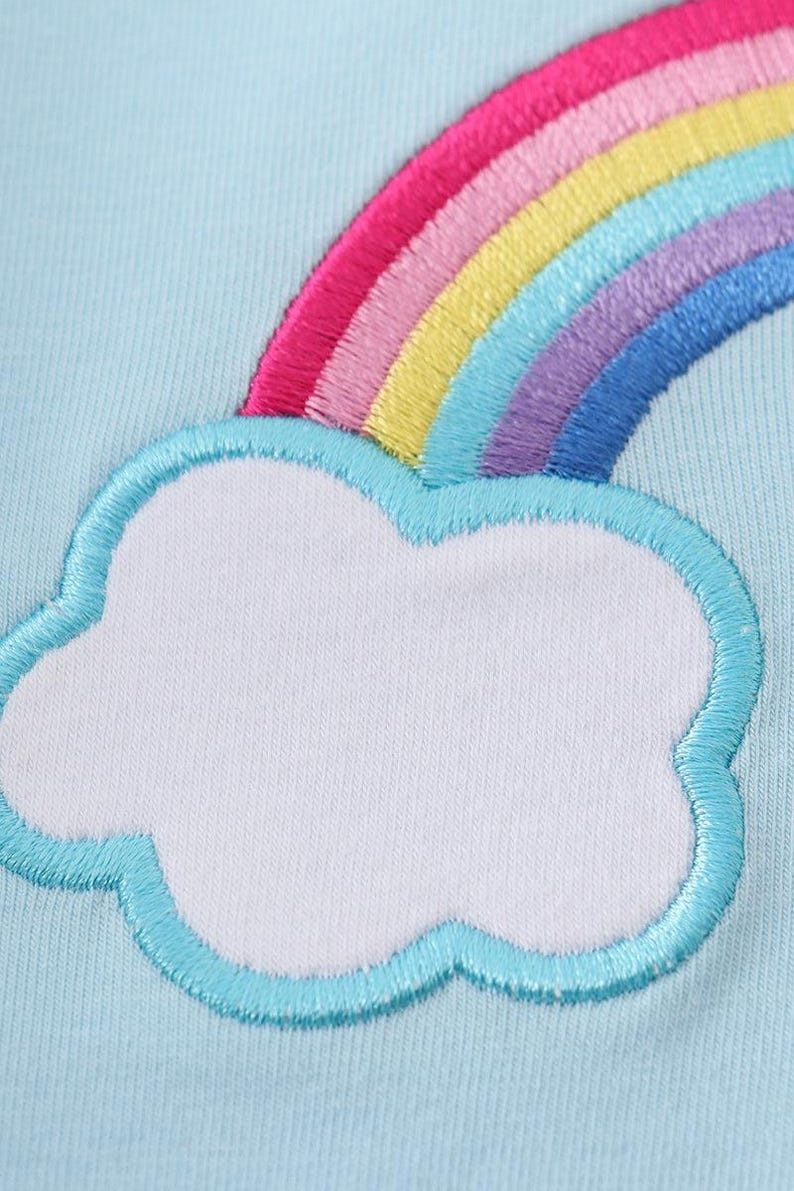 Abby & Evie Boy's or Girl's Boutique Premium Blue Rainbow Embroidered ...