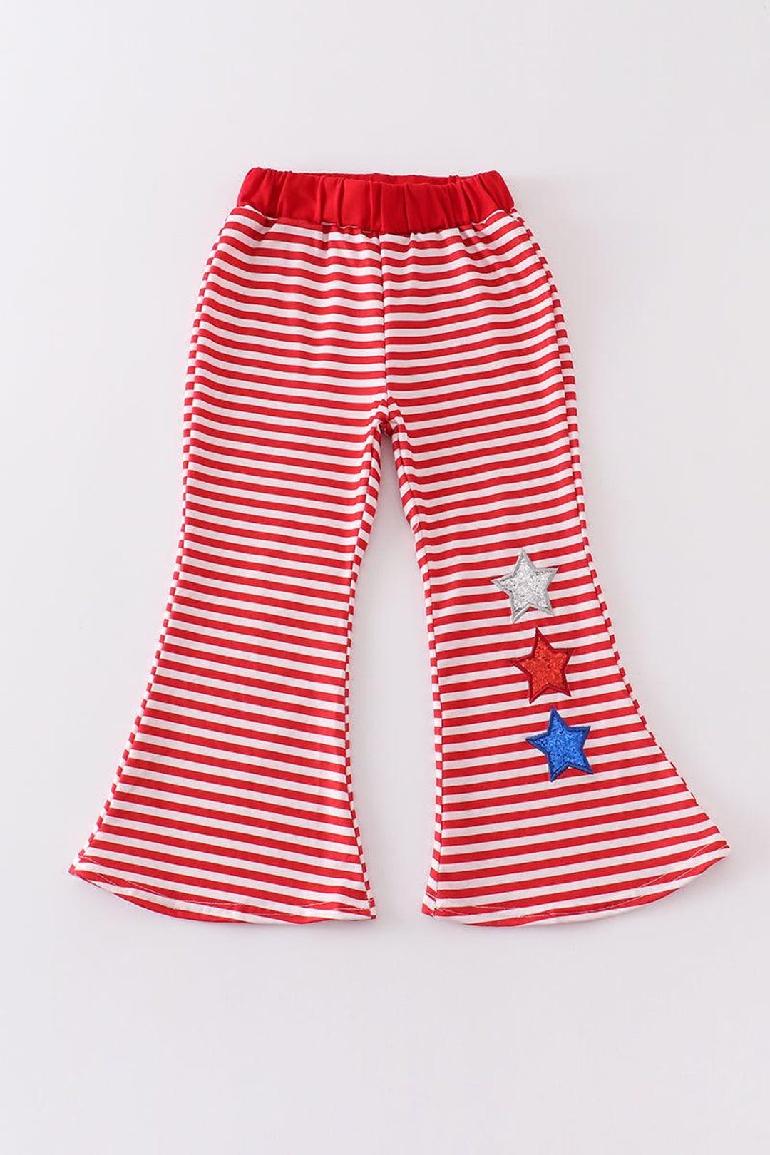 Abby & Evie Girl's Boutique Patriotic Flag and Stars Sequin Bell Bottom ...
