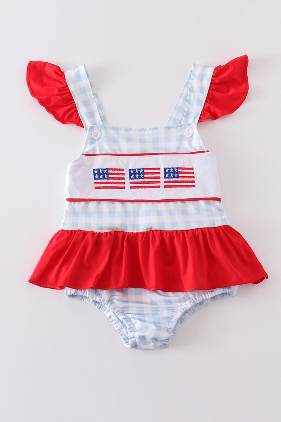 Abby & Evie Girl's Boutique Patriotic Flag Embroidered Embroidery 4th ...