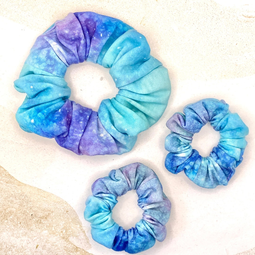 Galaxy Hair Scrunchies With Purple and Turquoise Blue Galaxy - Etsy UK