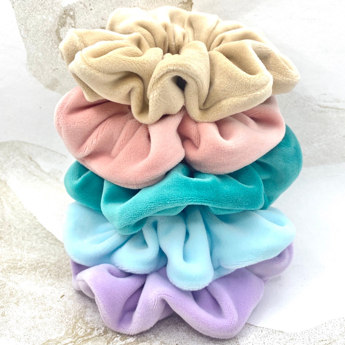 Super Soft Hair Scrunchies Pastel Scrunchie Set Velour - Etsy UK