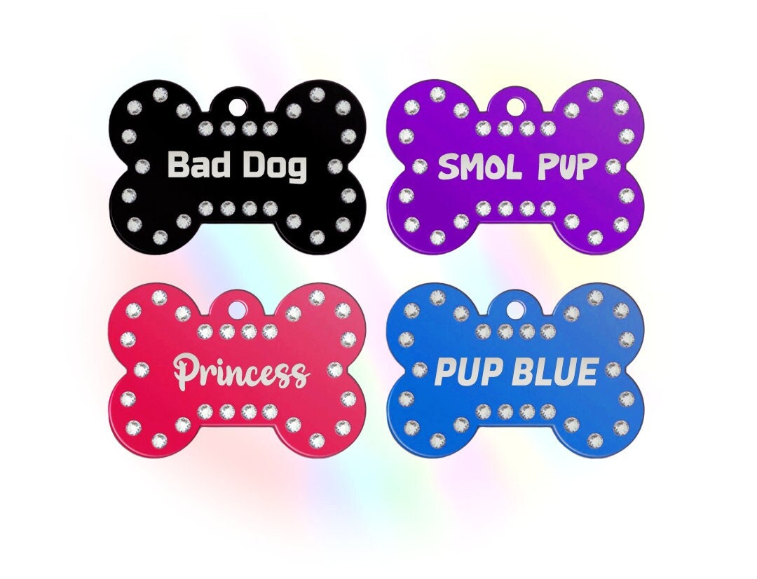 Kink Collar Tags Rhinestone Crystal Version Customisable Adult Dog Tags ...