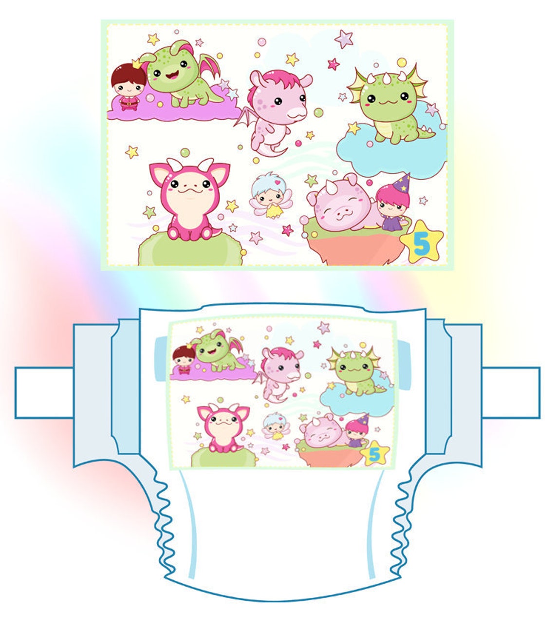 Adult ABDL Diaper Sticker Dragons Design Nappy Landing | Etsy