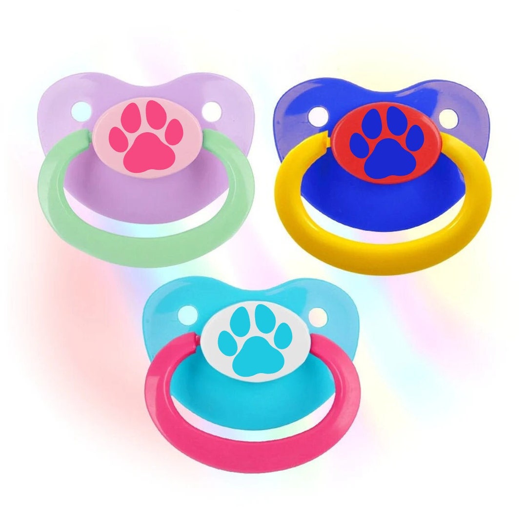 Adult Pacifier Paw Print Design ABDL Dummy Customisable Agere Ddlg Ddlb ...