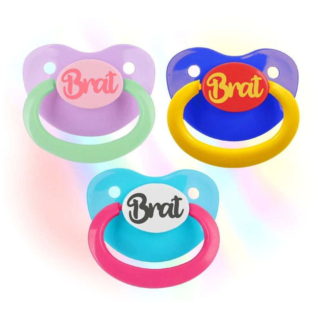 Adult Pacifier Brat Text Design ABDL Dummy Customisable - Etsy