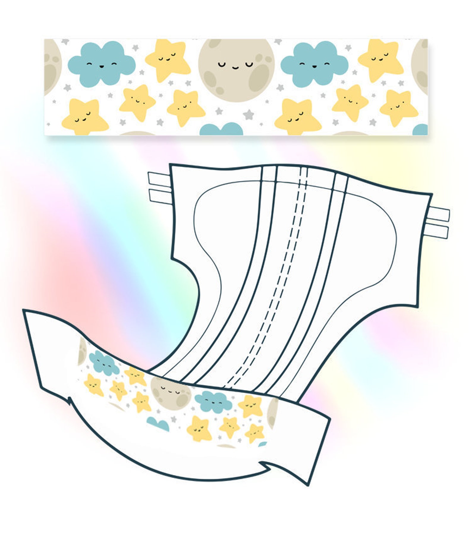 Adult Abdl Diaper Sticker Moons And Stars Nappy Landing Zone Etsy
