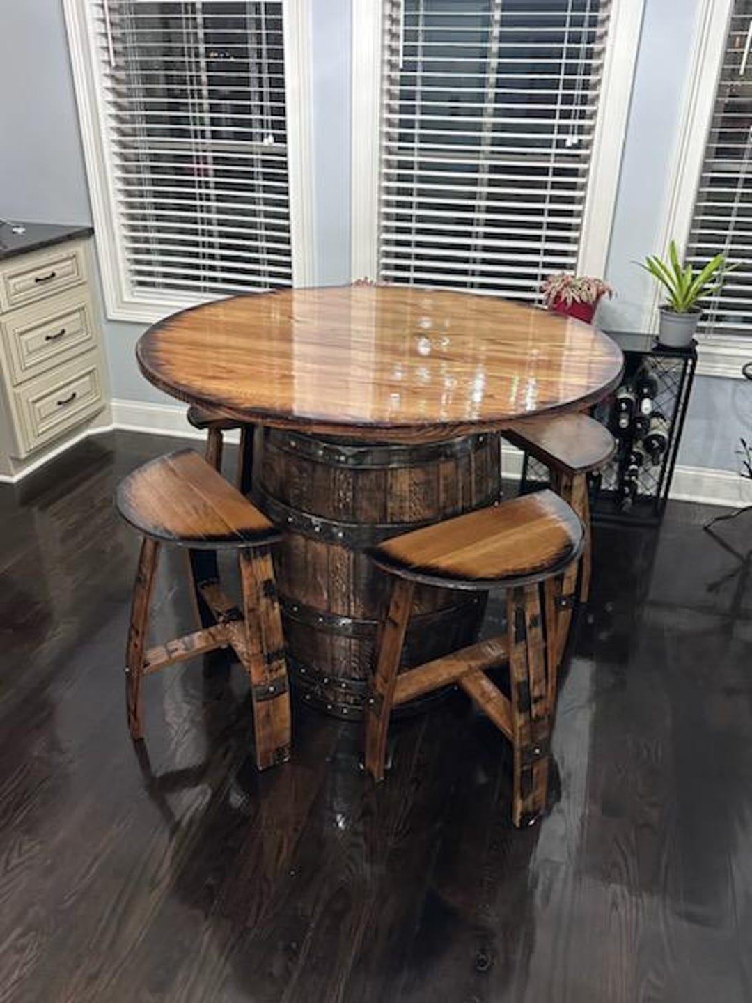 Rustic Barrel Bar Table Set – Whiskey Barrel-inspired Design With ...