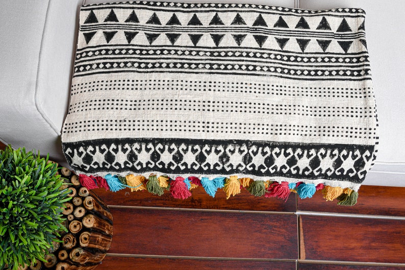 Moroccan Handmade Throw or Shawl Wrap With Multicolor Tassels - Etsy