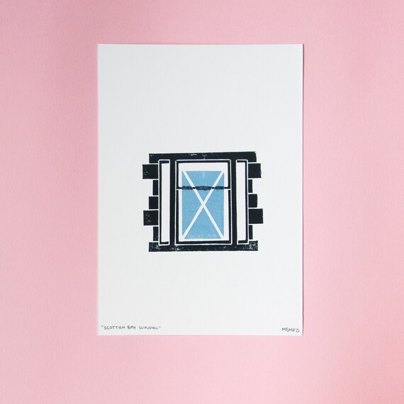 Wood & Linocut Prints Window View Mini Print A5 Minimal Print Art ...