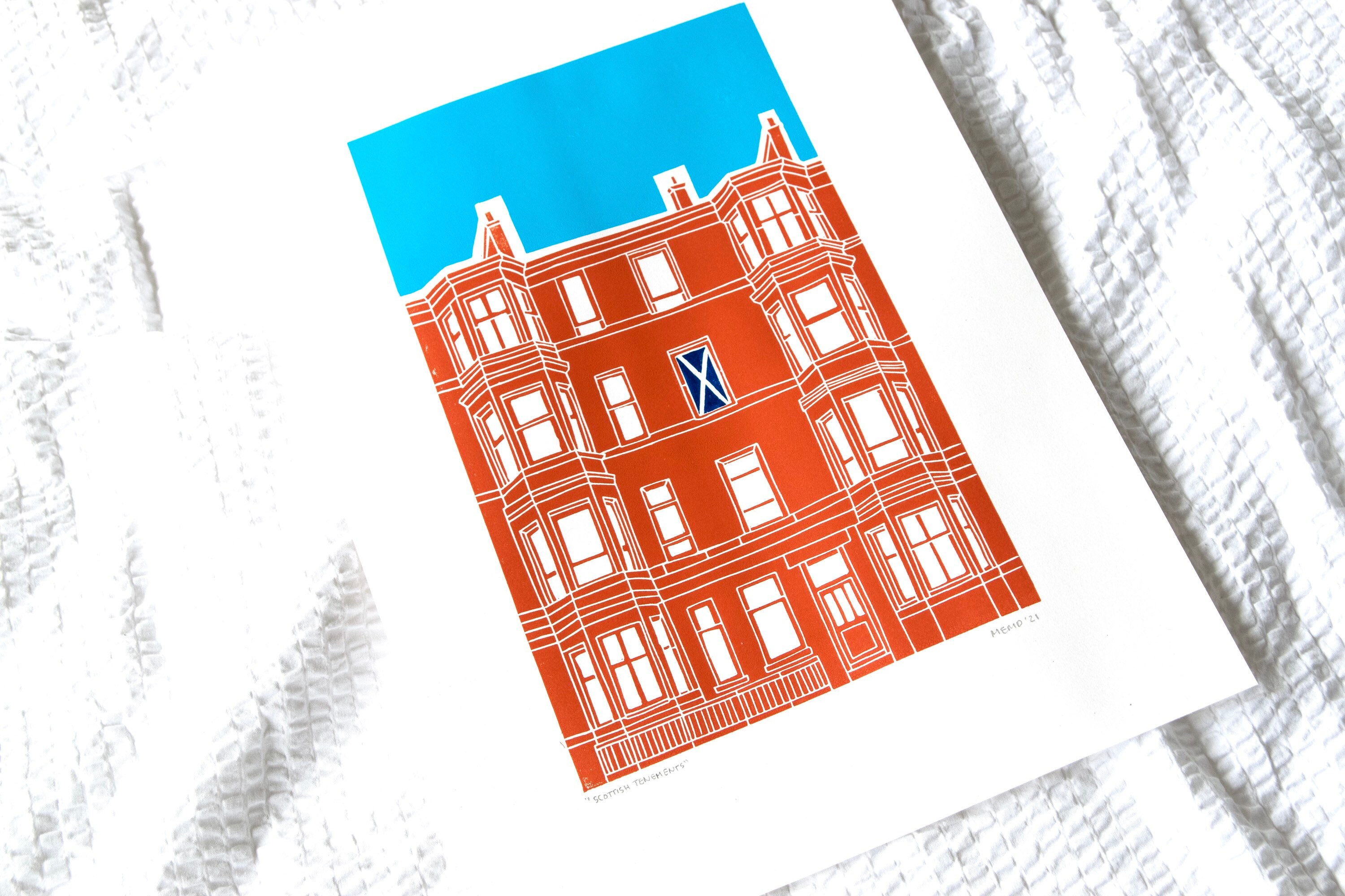 Scottish Tenements A3 Handprinted Print | Etsy
