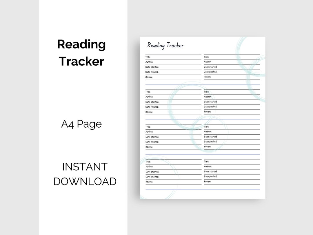 Reading Tracker Log, Printable, Digital Download, Organisation, Monthly ...