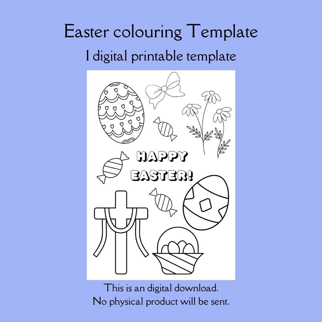 Plantilla de hoja para colorear digital imprimible de Pascua, perfecta ...
