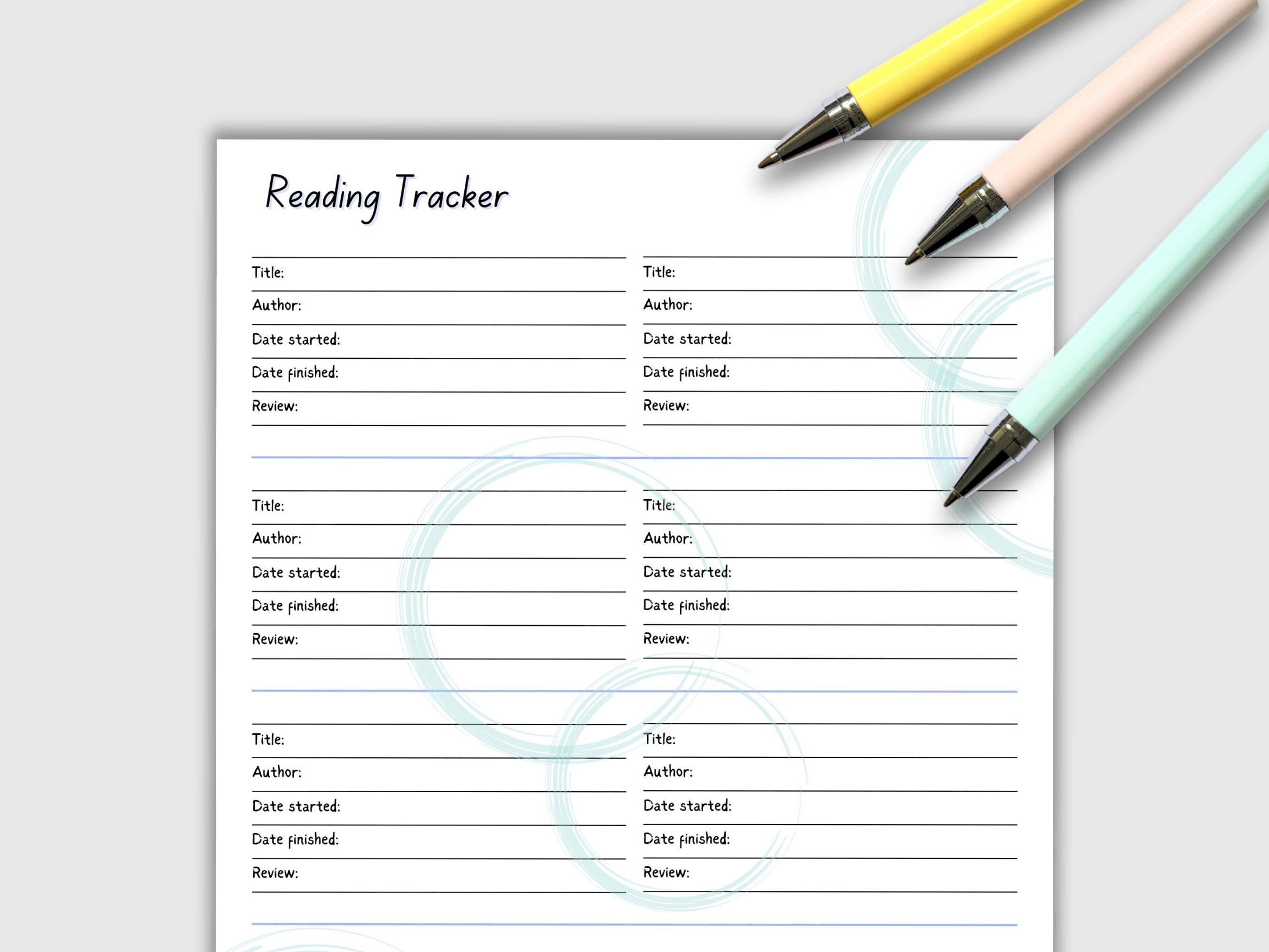 Reading Tracker Log, Printable, Digital Download, Organisation, Monthly ...