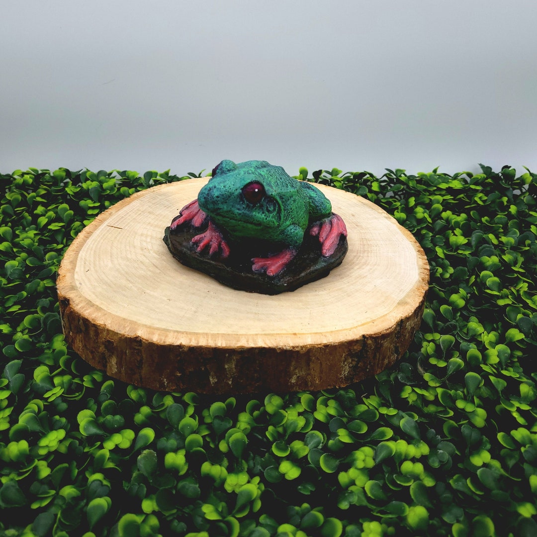Hand-painted Concrete Frog Statue, Whimsical Garden Decor Ornament - Etsy