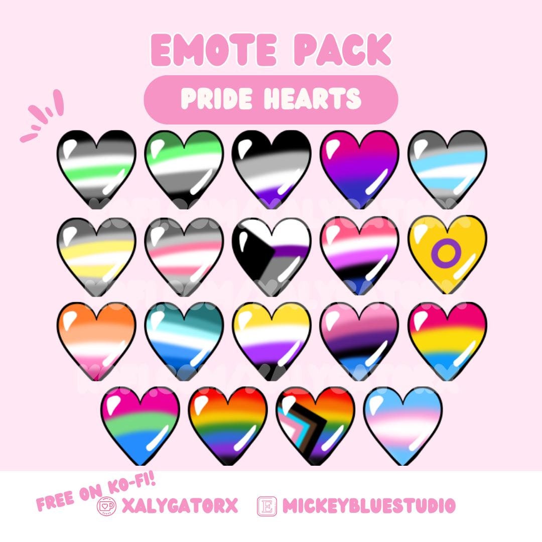 Pride Hearts Emote Pack: LGBTQIA+ Twitch/discord Streamer Emotes - Etsy