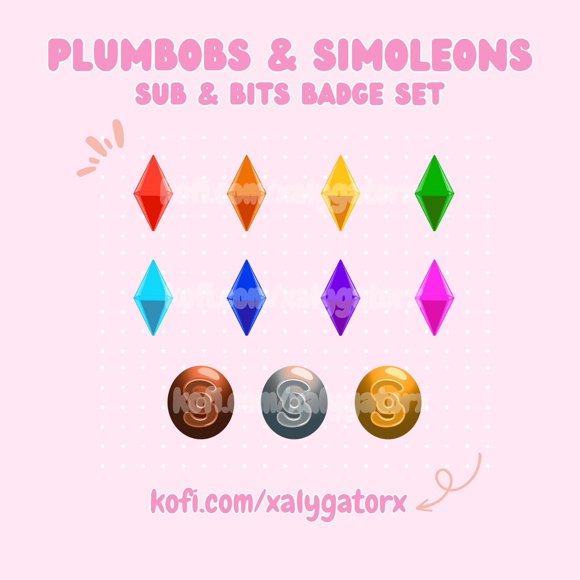 Sims Plumbobs & Simoleons Badges Set of 11 | P2U, Sims 4, 3, 2 ...