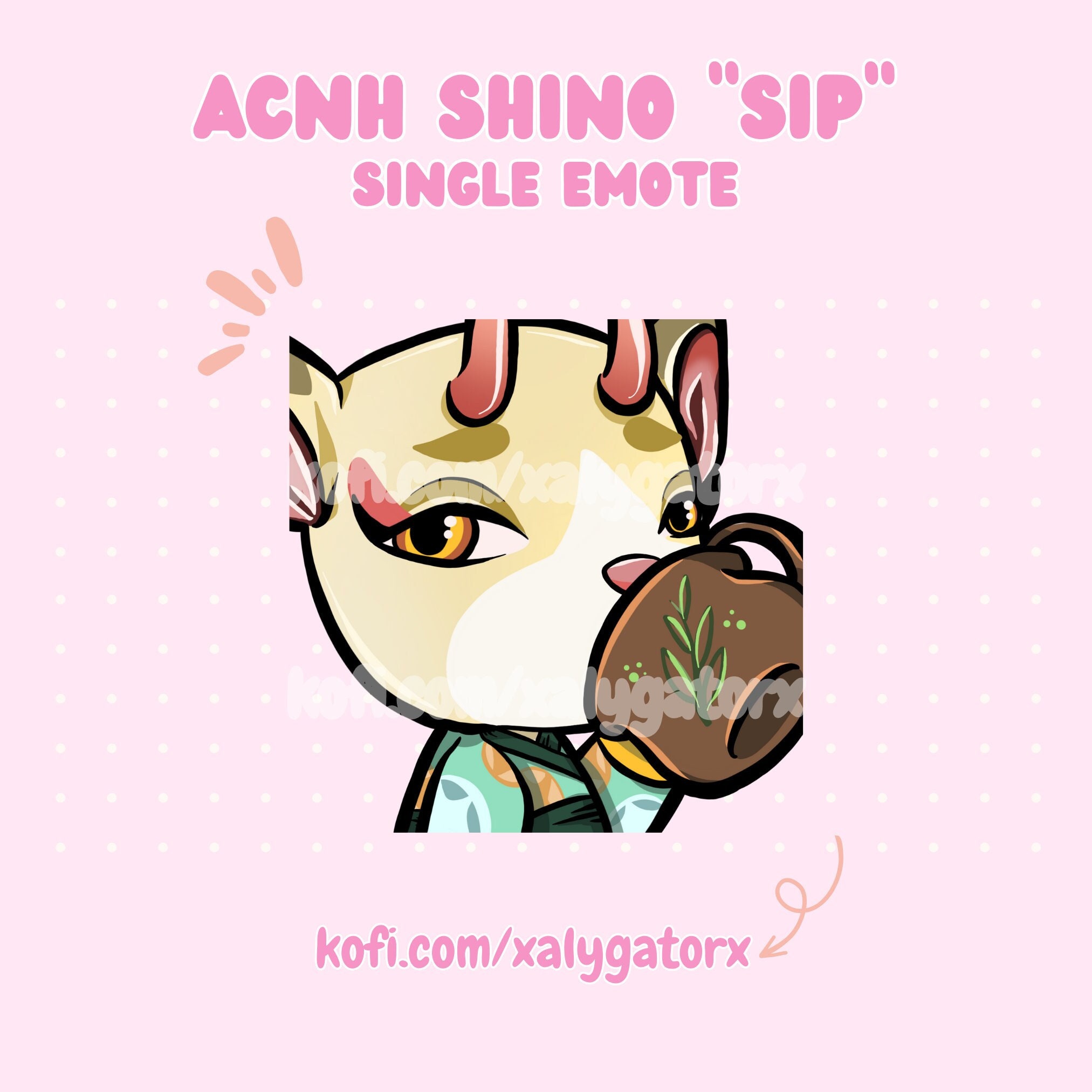 ACNH Shino sip Emote P2U, Cute, Animal Crossing, New Horizons, Twitch ...